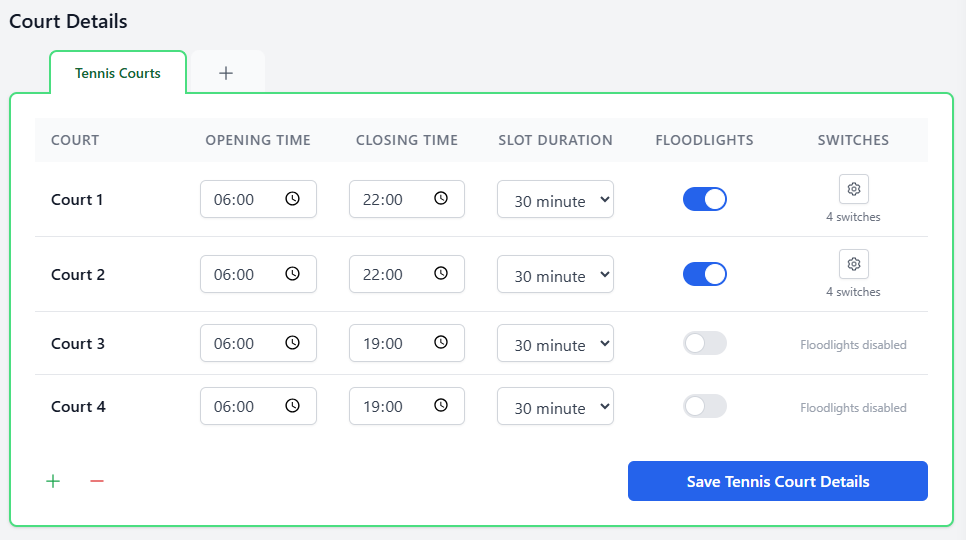 Court Bookings - Tennis Club Court Booking System